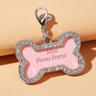 Fashion Silver Bone Heart Dog Tag Collar Pendant Necklace Crystal Decorated DIY Hand writing Pet Dog Information Board Tag