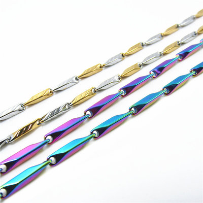 New design multi color bamboo chain stainless steel jewelry trendy necklace